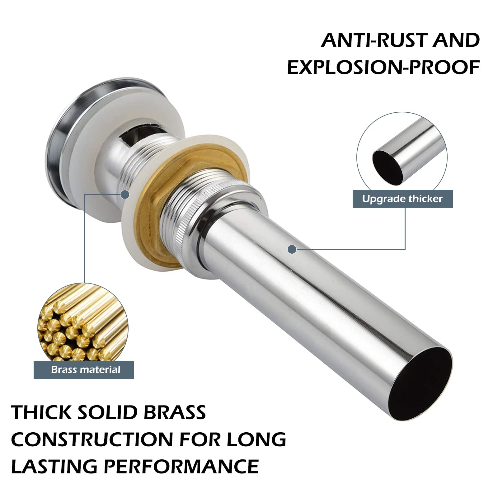 Sink Plunger TRUSTMI Brass Pop Up Sink Drain Stopper With Overflow ...