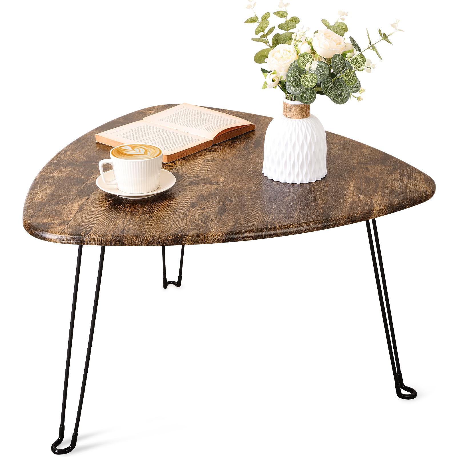 Amazon.com: FEUFOAM Folding Coffee Table Triangle Designs Oval Coffee ...