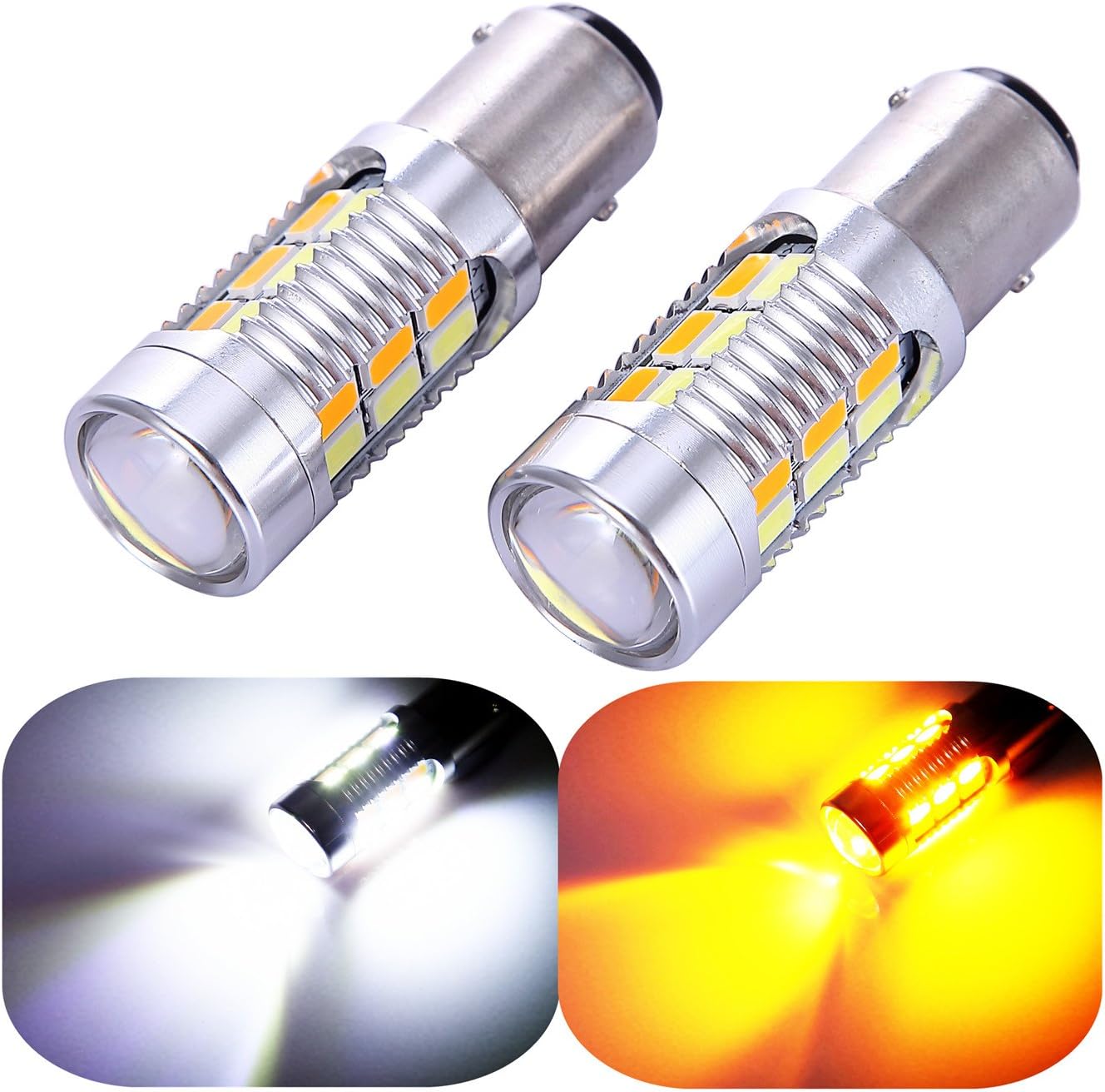 Amazon.com: 1157 2057 2357 7528 Turn Signal White Yellow Switchback Led ...