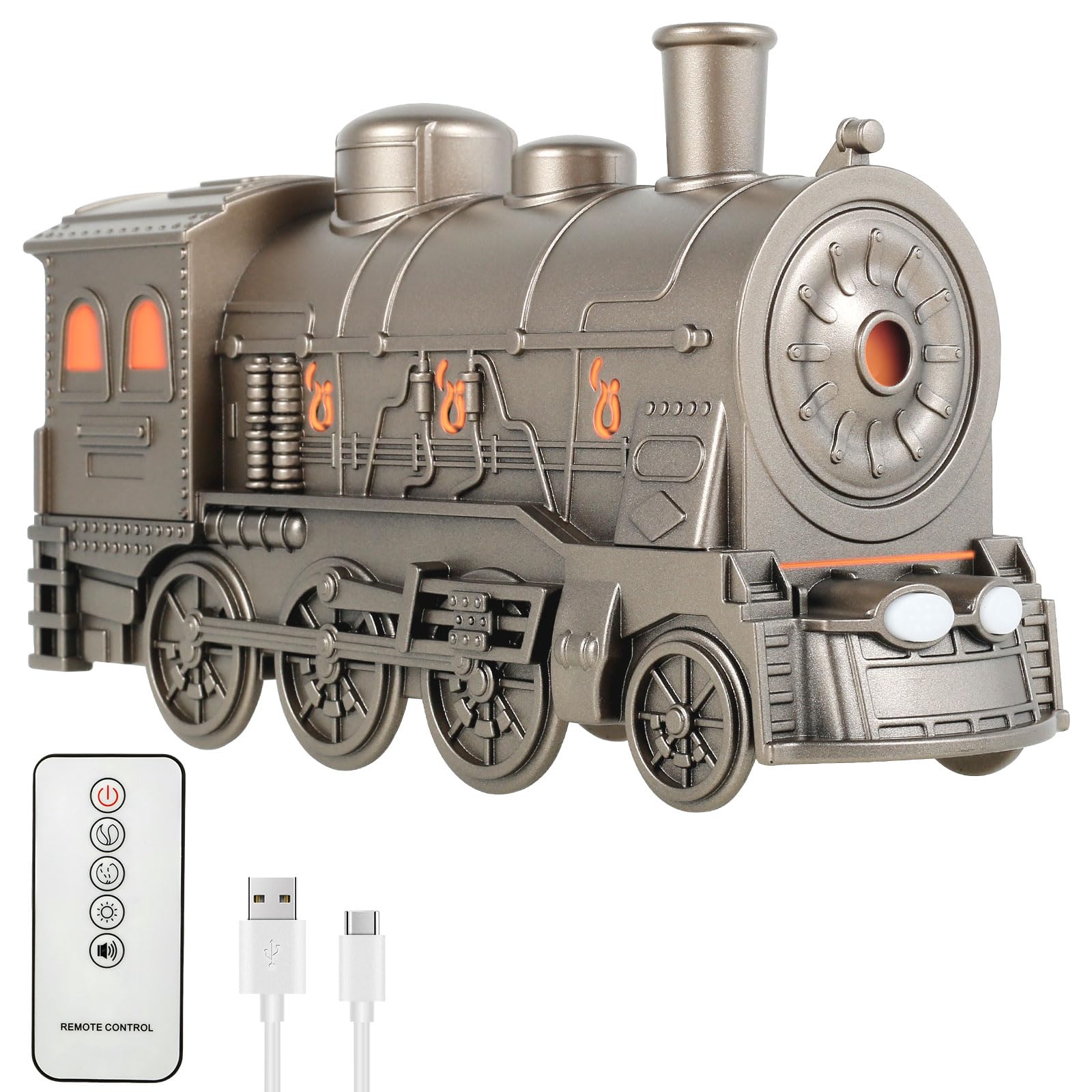 Steam Train Essential Oil Diffuser with Light, 300ml Retro Steam Train ...
