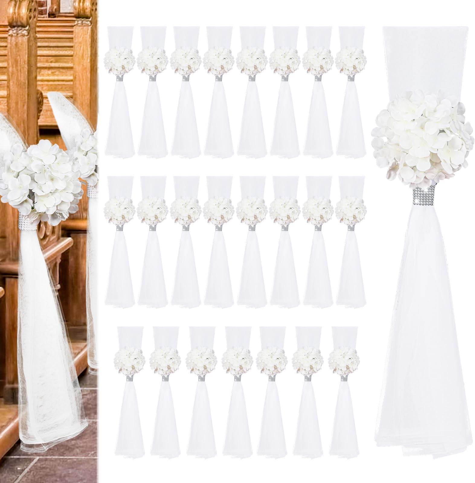 Amazon.com: FEXICHUJI 26 Sets of Wedding Aisle Decorations, White Tulle ...