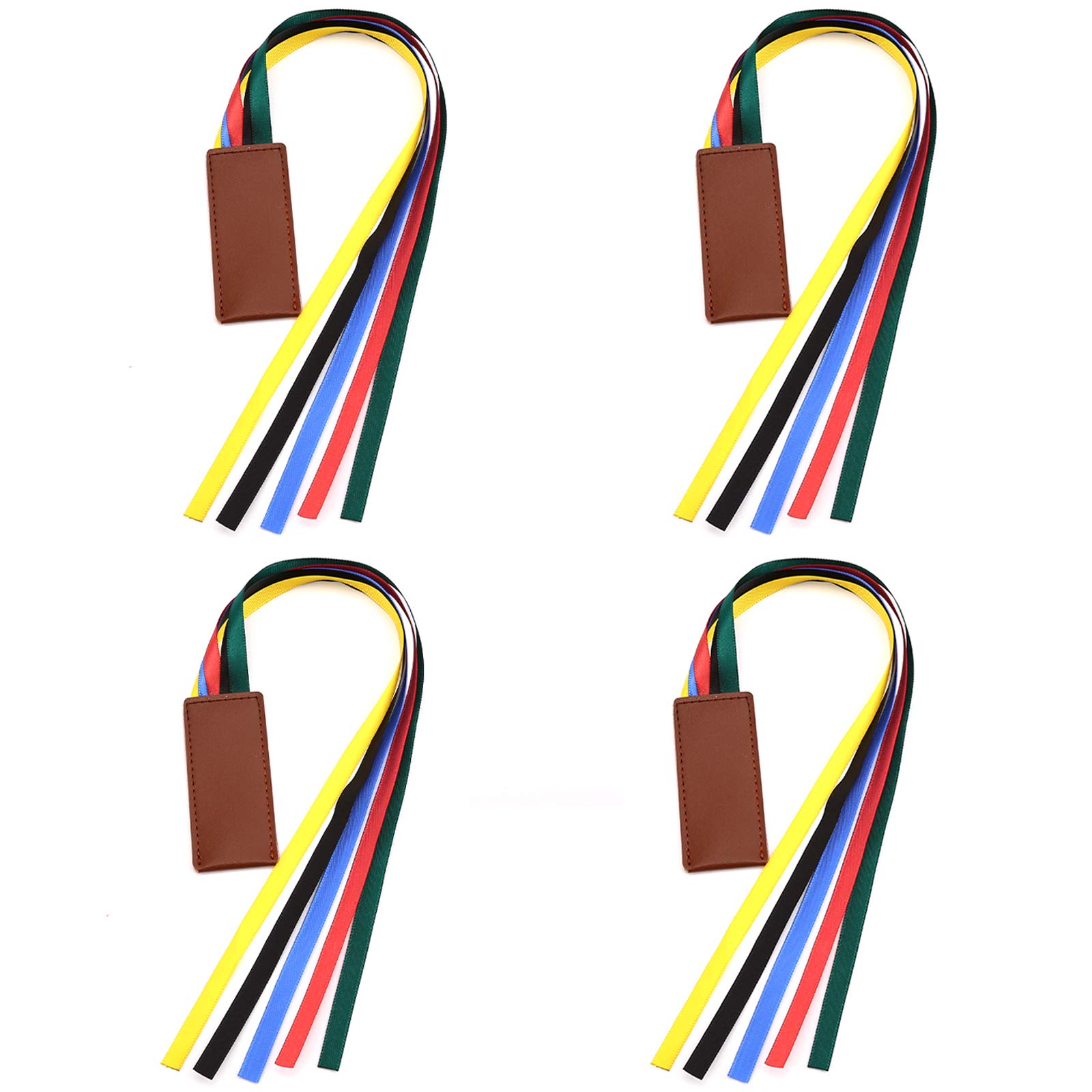 AIEX 4pcs Ribbon Bookmarks Leatherette Bookmark with 5 Colorful Ribbons ...