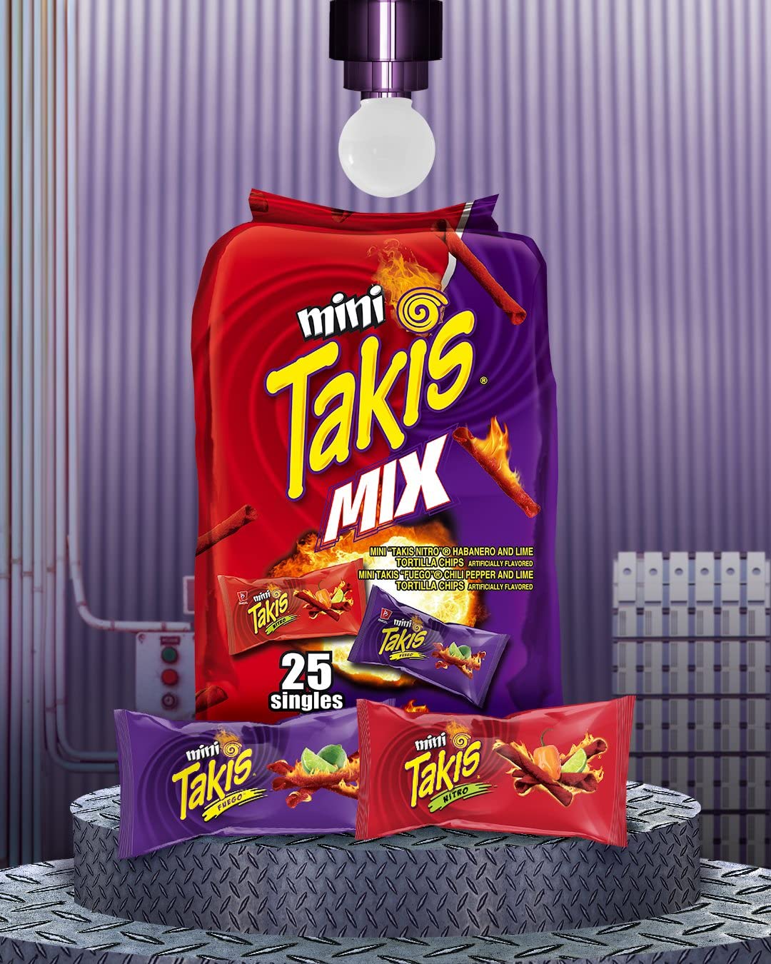 TAKIS Rolled Mini Fuego and Nitro Tortilla Chips Bag of 25 count Takis ...