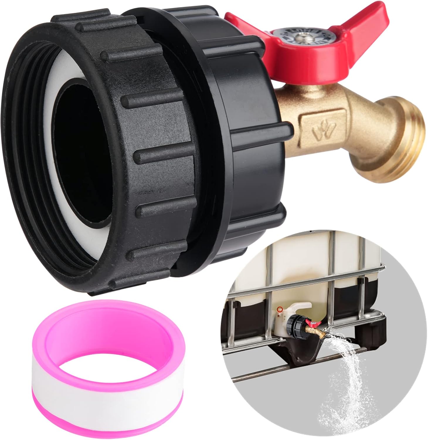 Amazon.com: IBC Tote Tank Adapter 275-330 Gallon with 2.44" Fine Thread ...