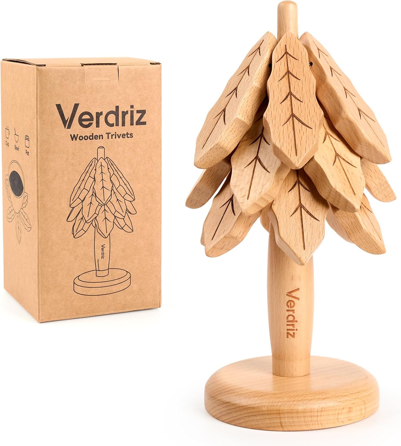 Amazon.com: Verdriz Wooden Trivets for Hot Dishes,Wooden Tree Coasters ...