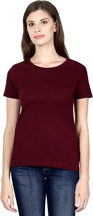 RSO Outfits Regular Fit Solid Cotton Half Sleeves Round Neck Women's T ...