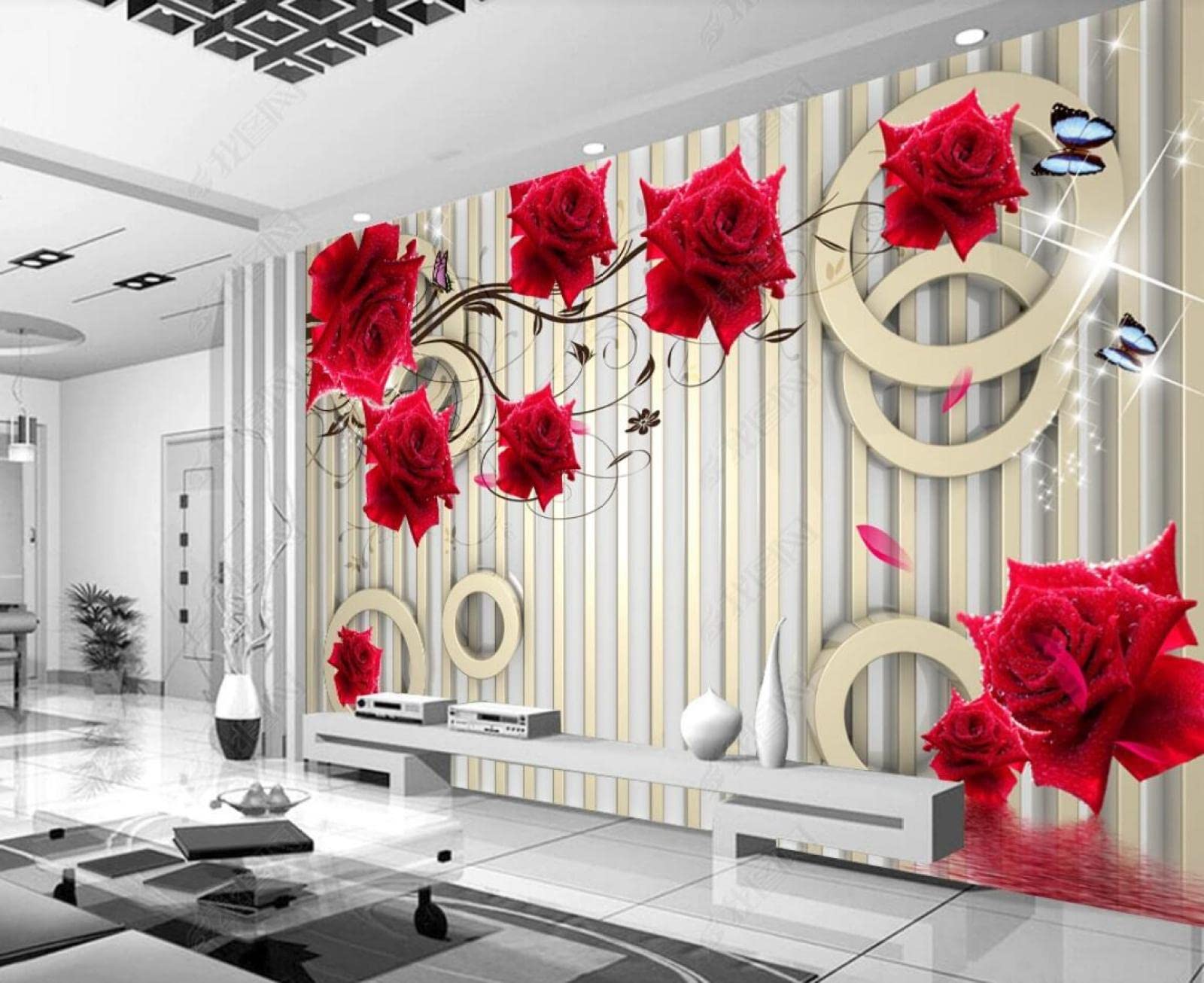 Red Rose And Butterfly Wallpaper