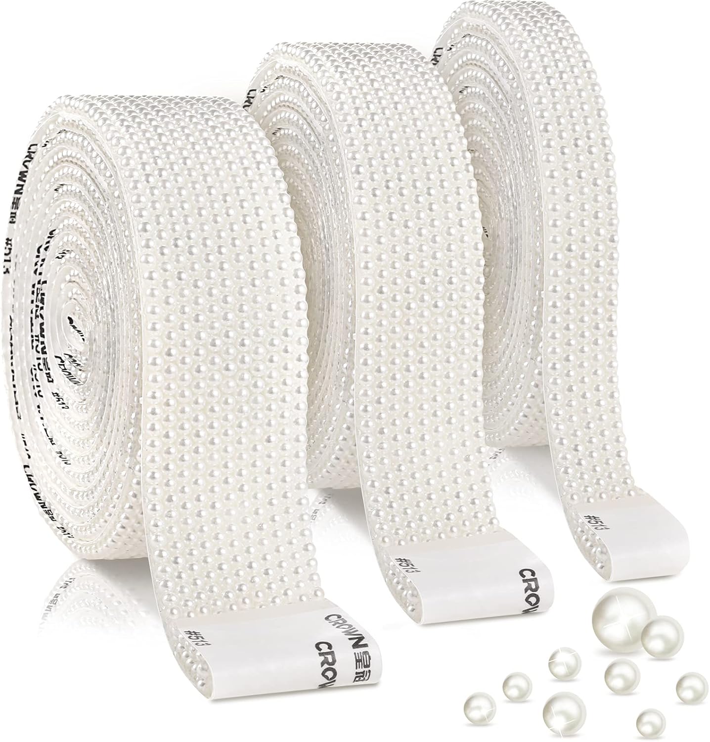 Amazon.com: 3 Rolls 6 Yard Pearl Stickers Self Adhesive Beaded Sticker ...