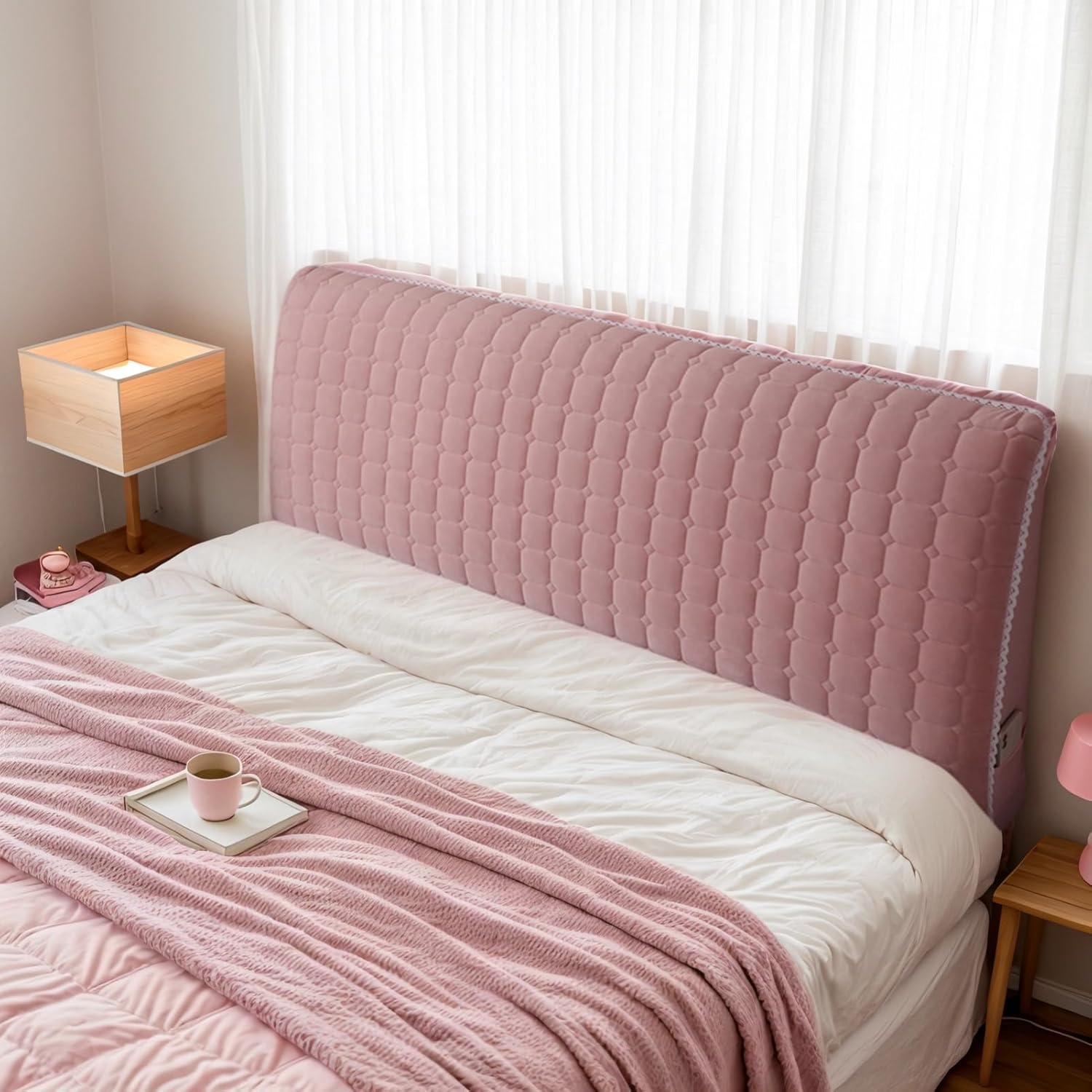 Amazon.com: DOSTMOVUR Elastic Velvet Headboard Cover Suitable for ...