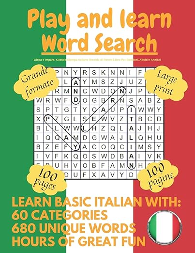 Play and learn: Large Print Italian Word Search Puzzle Book For Kids ...