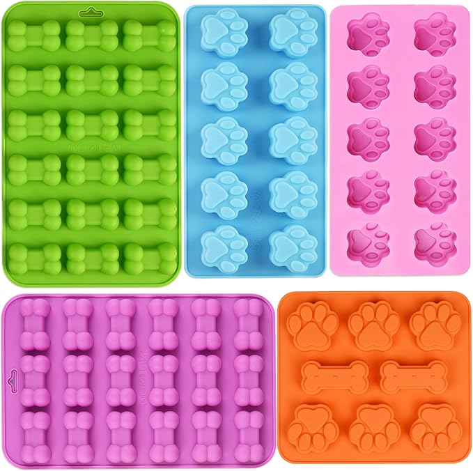 Amazon.com: WMKGG Puppy Dog Paw and Bone Silicone Molds, Set of 5 Food ...
