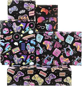 Amazon.com: 80s 90s Wrapping Paper for Boy Girl Kids, Hip-Hop Graffiti ...