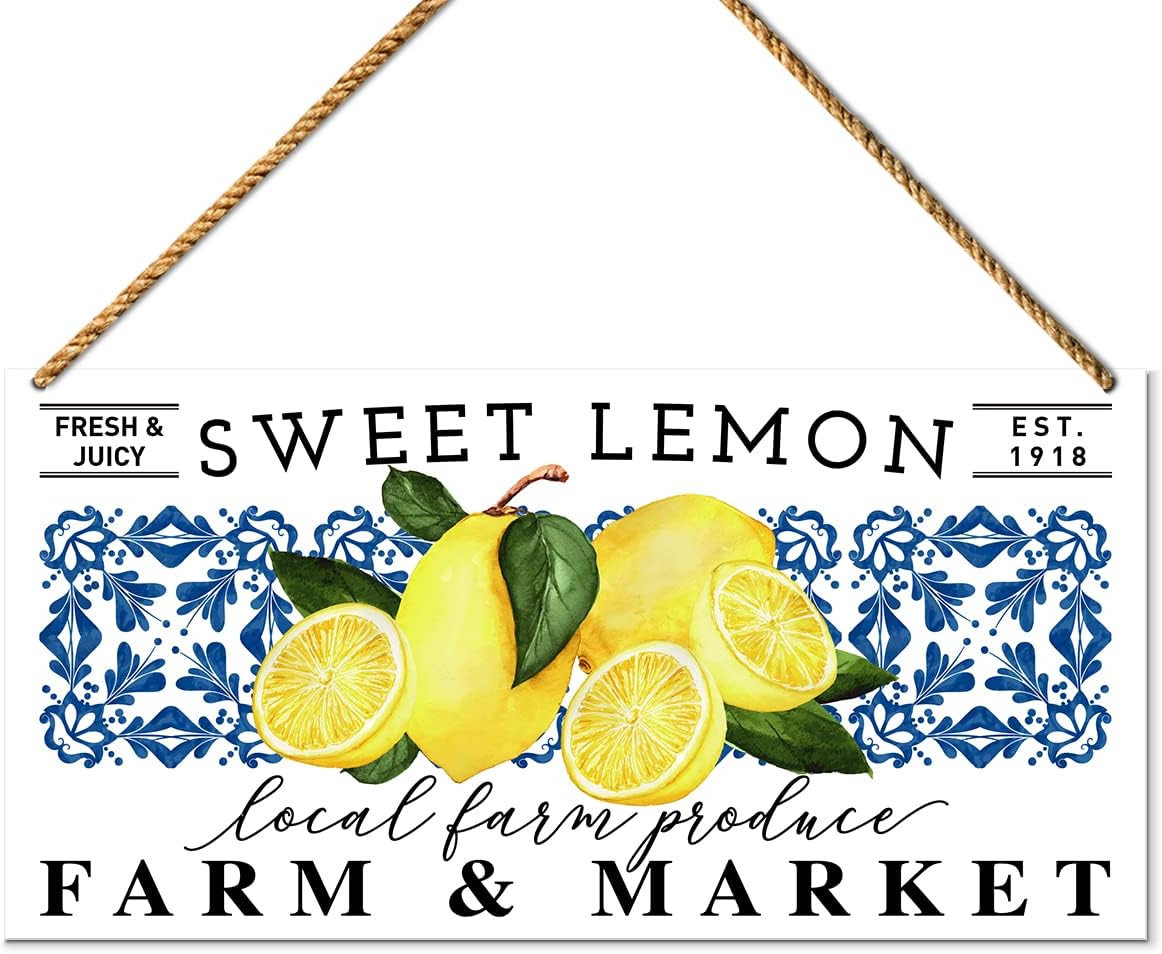 Amazon.com: Farmhouse Kitchen Sign Decor, Sweet Lemon Farm & Market ...