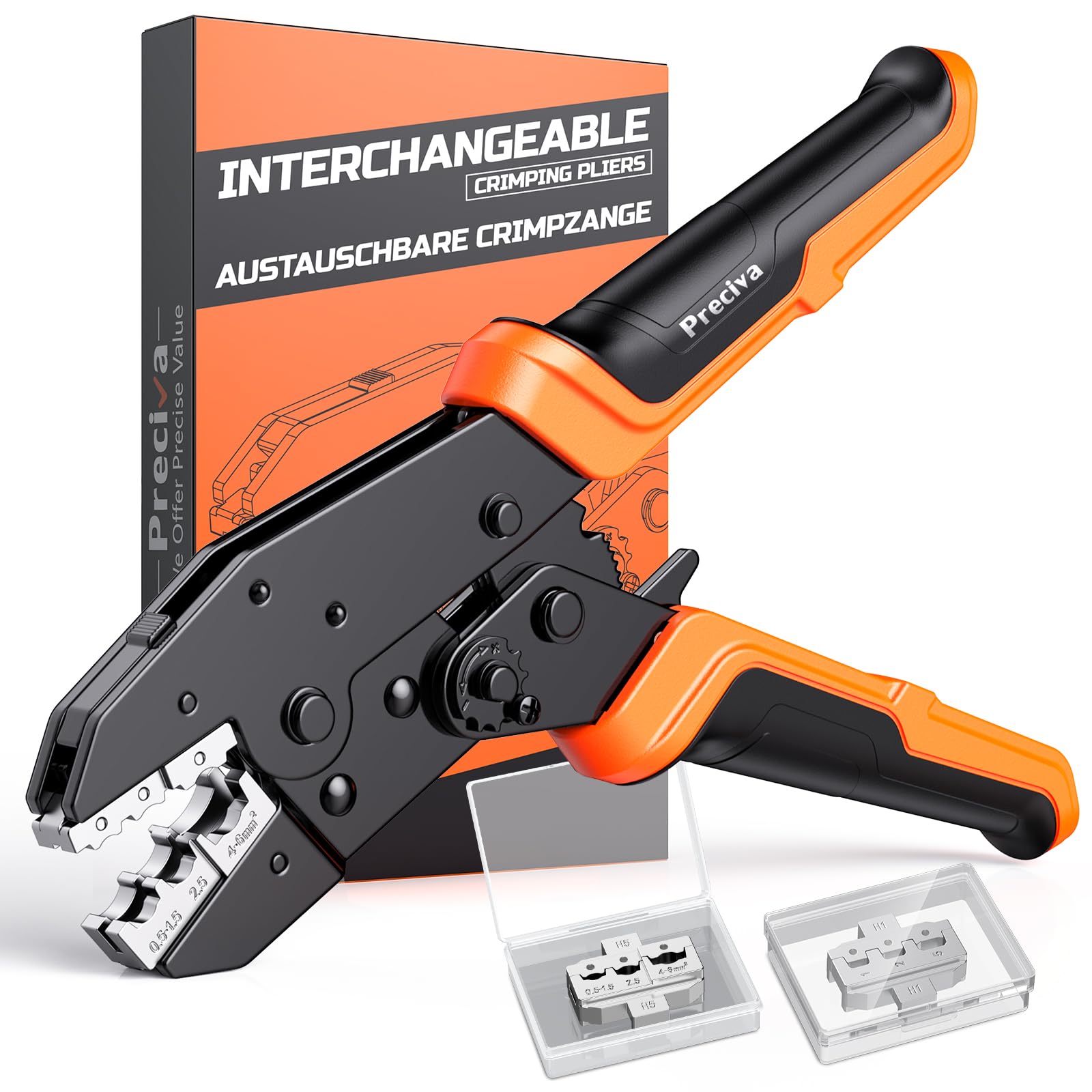 Snapklik.com : 2 PCS Crimping Tool Set,Interchangeable Ratcheting Wire ...