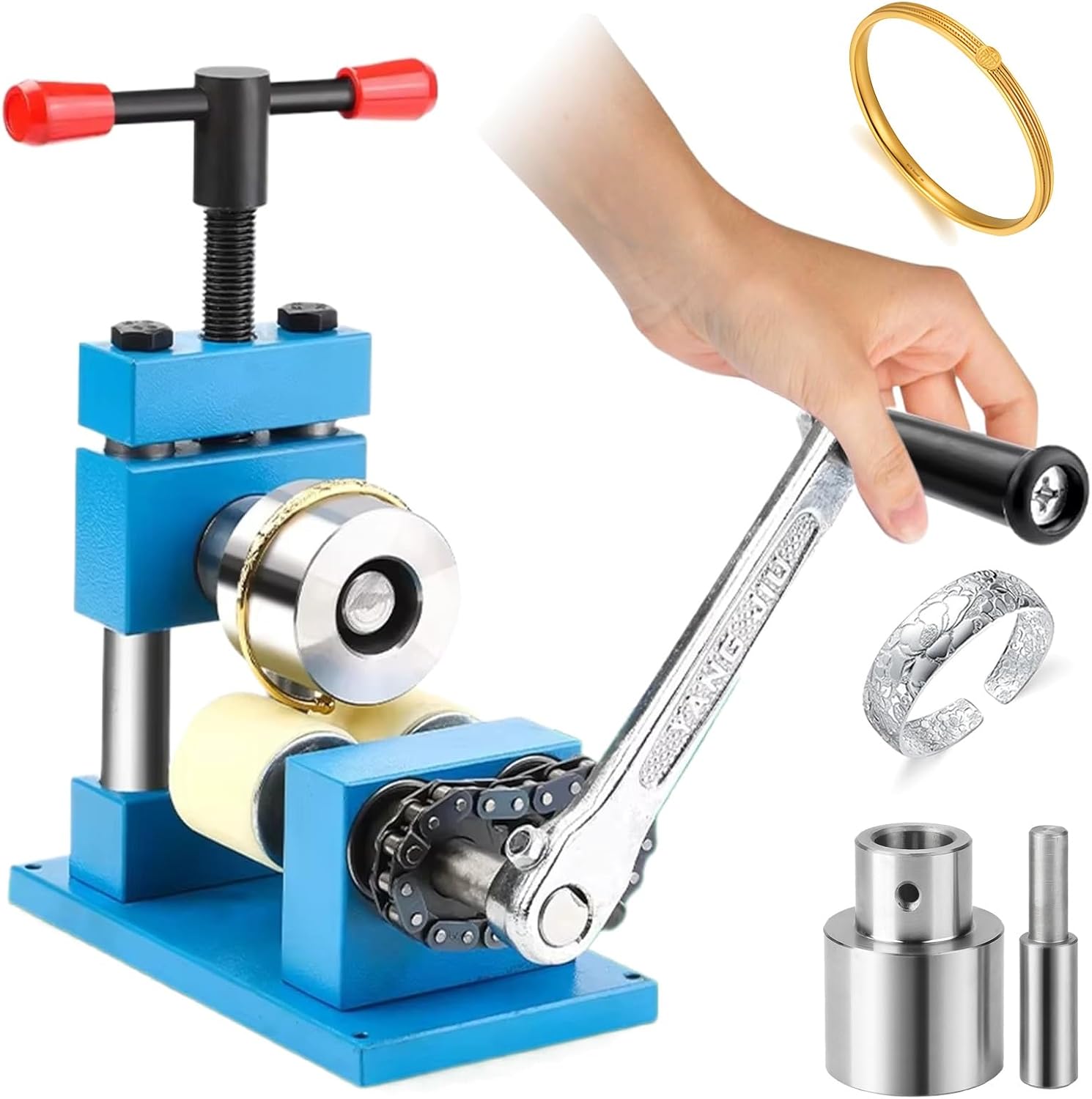 Manual Jewelry Rolling Mill, 2 in 1 Hand Crank Ring Bracelet Bending ...