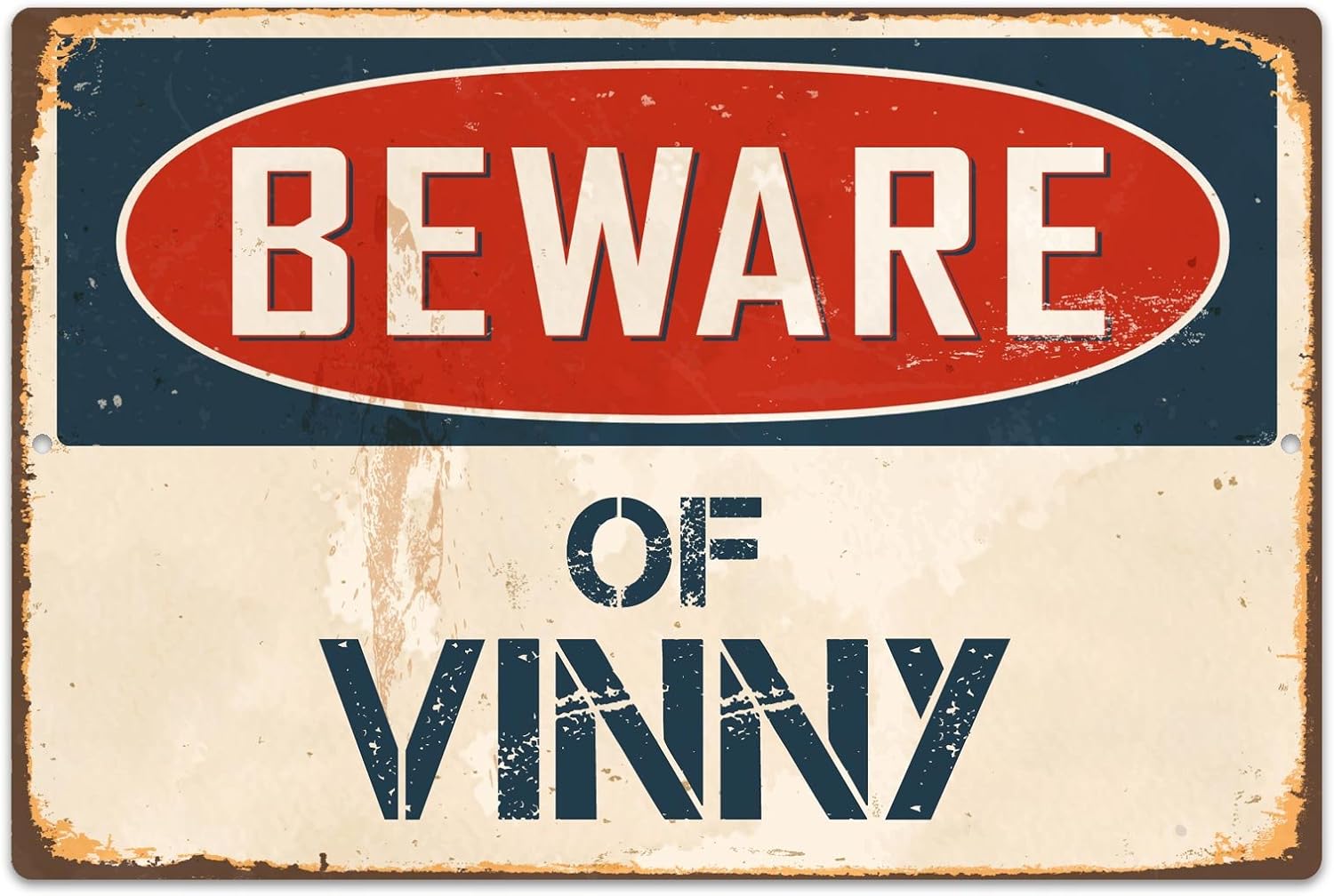 Amazon.com: Beware Of Vinny 8” x 12” Vintage Aluminum Retro Metal Sign ...