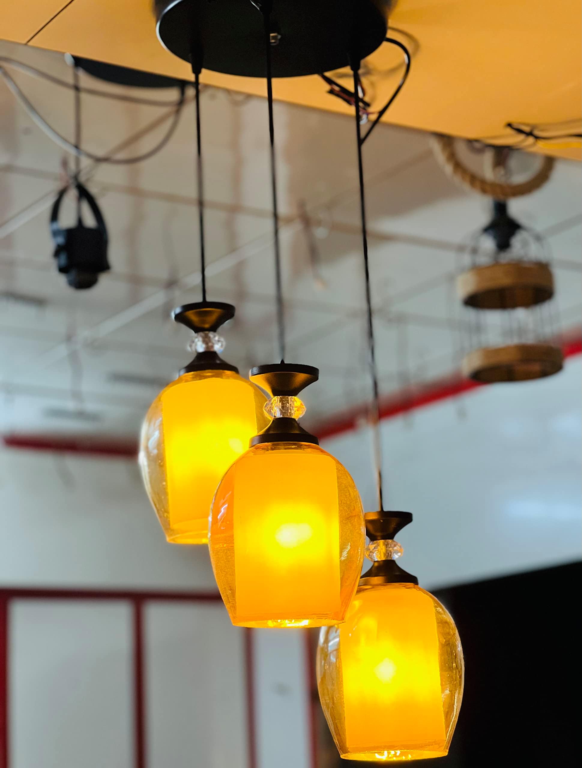 Buy MULTY RAYS 3 Light, Shape Beautiful Glass Design Pendant Hanging ...
