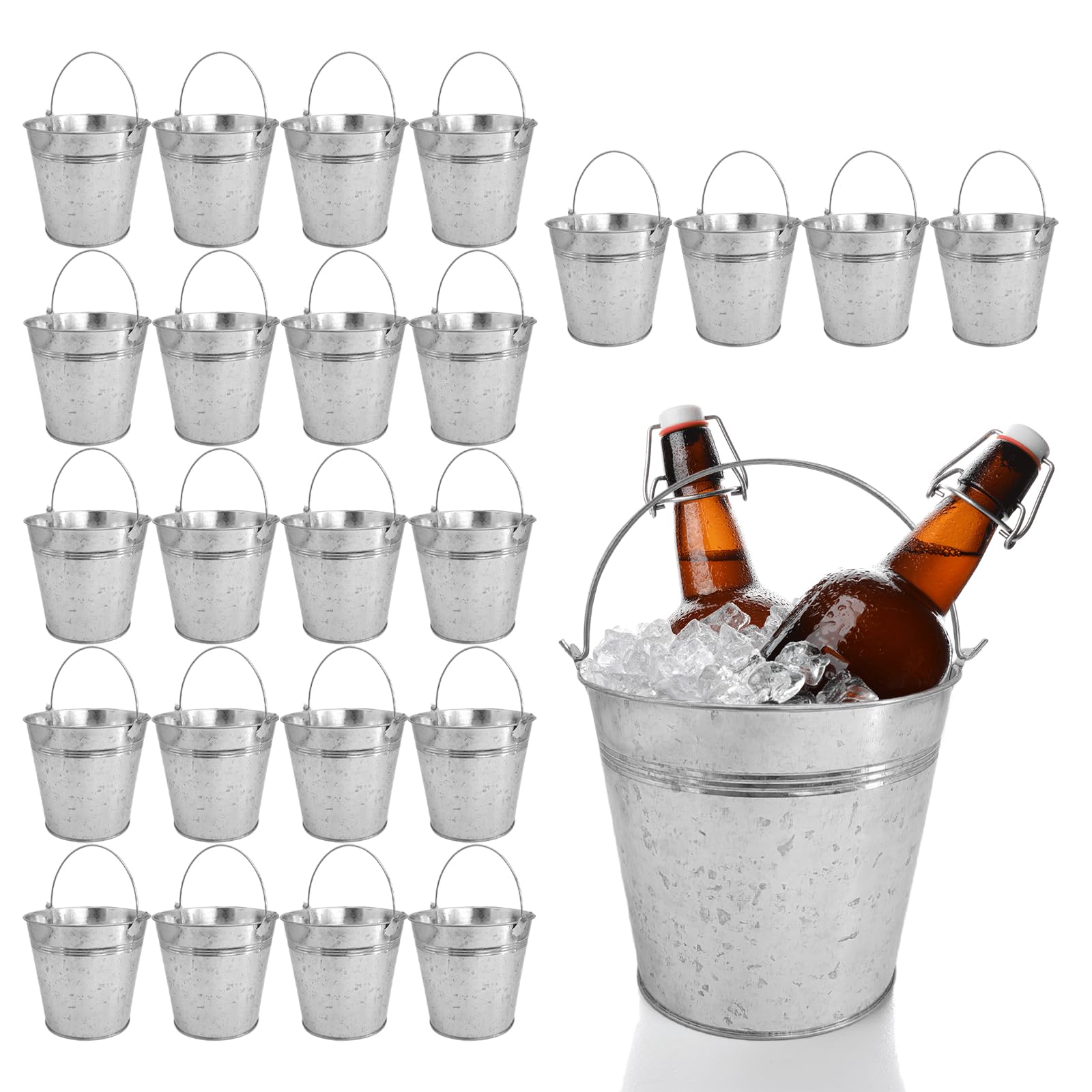 Amazon.com: 25 Pcs Metal Beer Bucket Bulk 3 Quart Drink Buckets ...