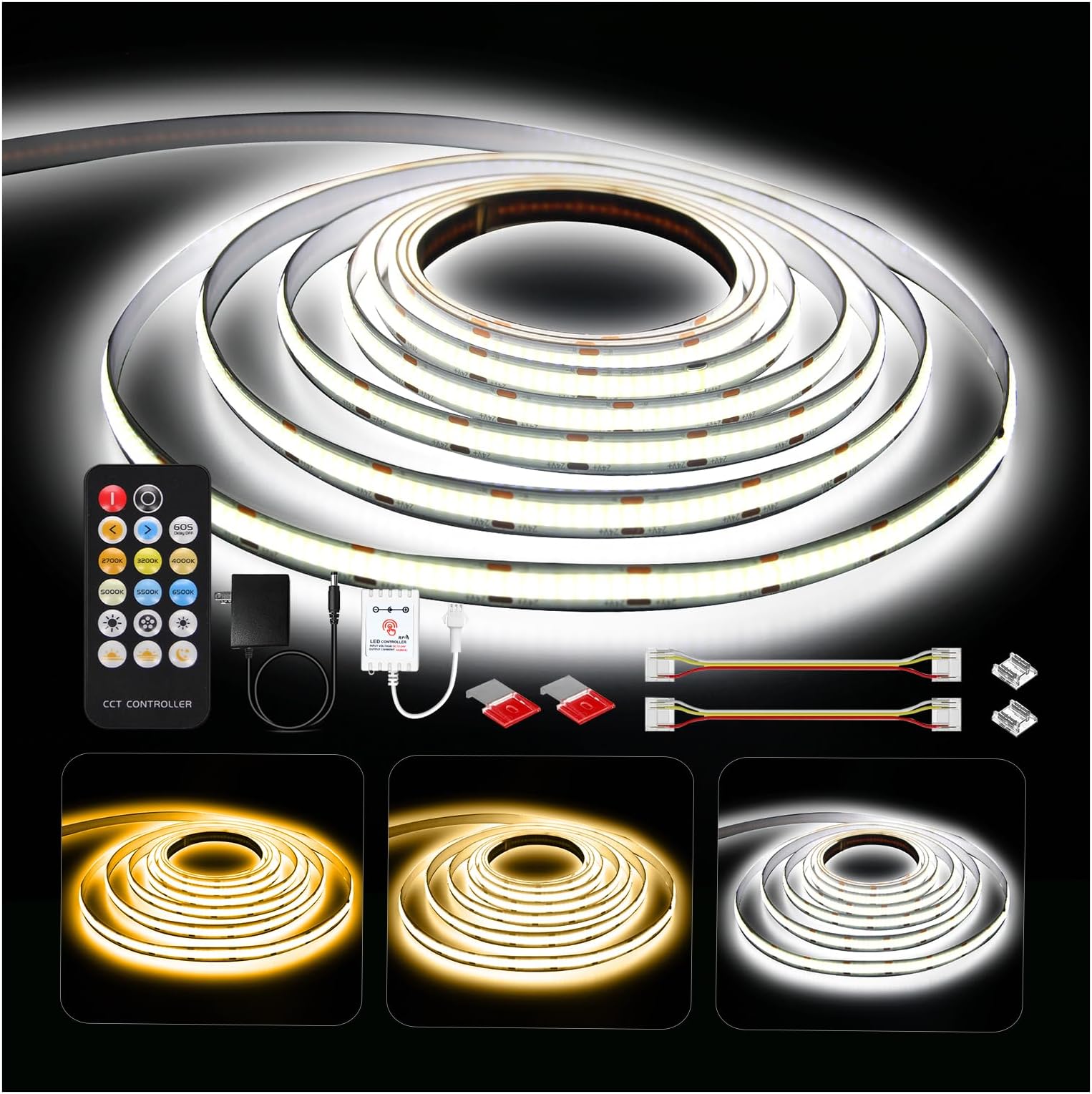 Amazon.com: Novostella 40ft Tunable White LED Strip Light 1344 LEDs ...