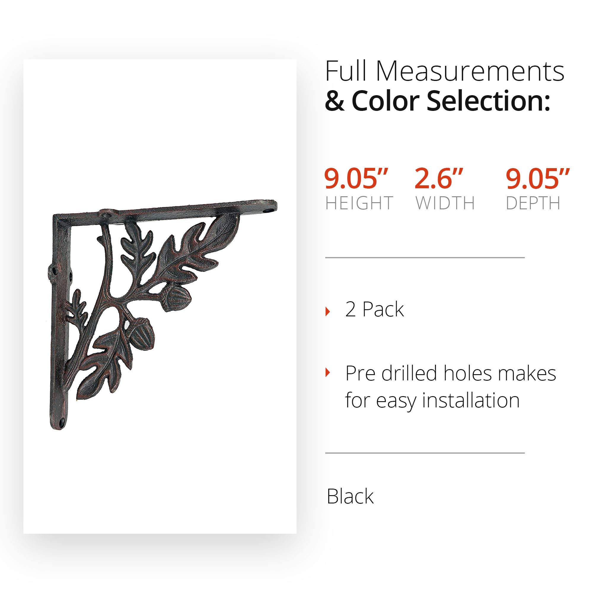 Snapklik.com : NACH Decorative Shelf Brackets, 2 Pack Of 9 X 2.2 X 9 ...