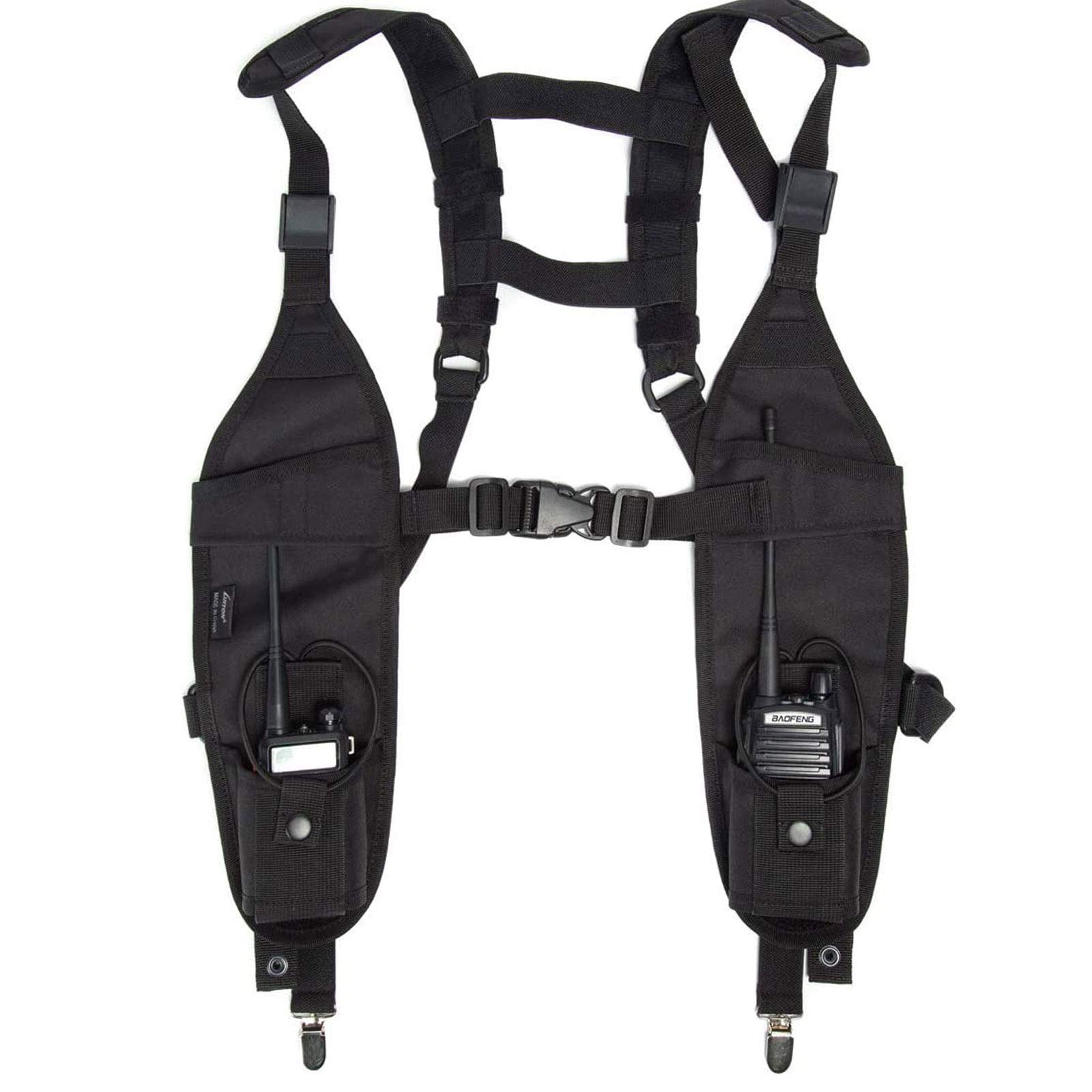 Universal Double Radio Shoulder Holster Chest Harness Holder Vest Rig ...