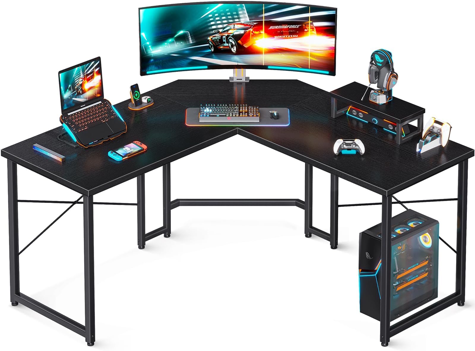 Amazon.com: Gaming Desk, L Shaped Computer Desks,40'' K Steel Legs Desk ...