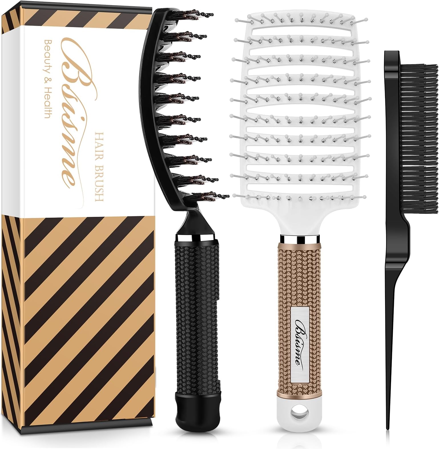Amazon.com : Hair Brush Comb Set, Boar Bristle Hair Brushes for Women ...