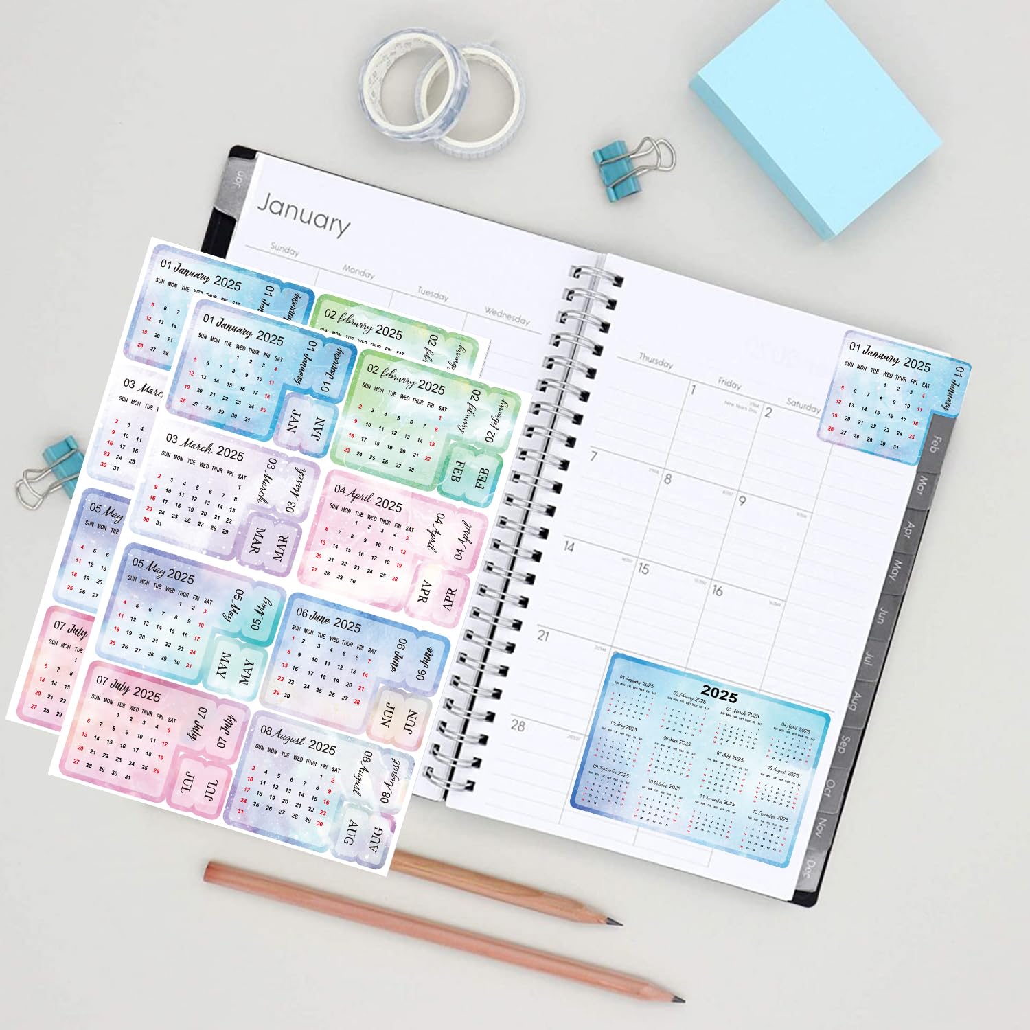 Snapklik.com : 2025 Schedule Calendar Stickers Monthly Planner Adhesive ...