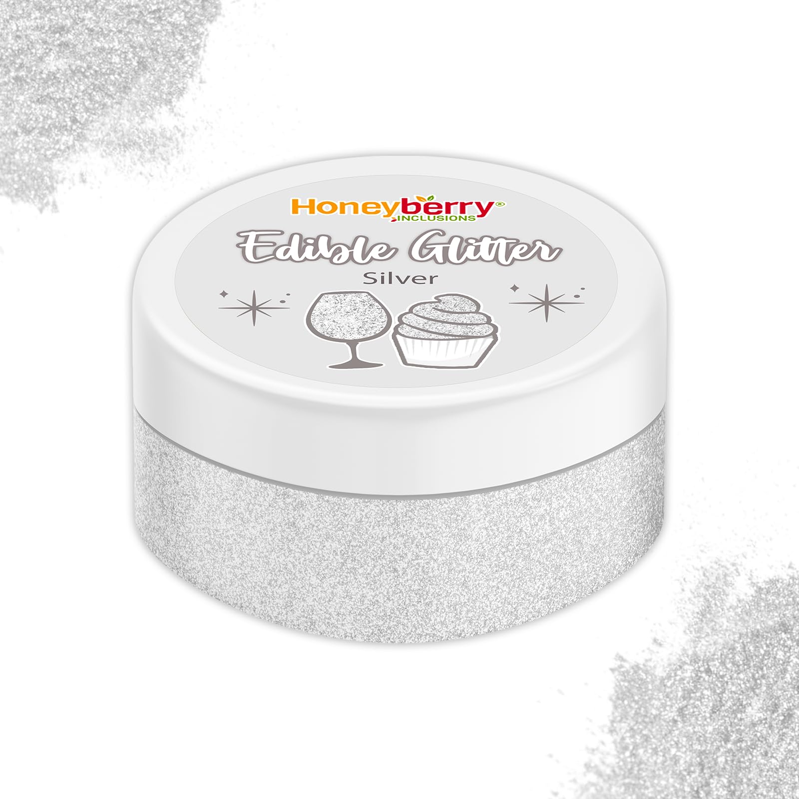 Silver Premium Edible Glitter 15g Pot - Food Grade Sparkling Silver ...