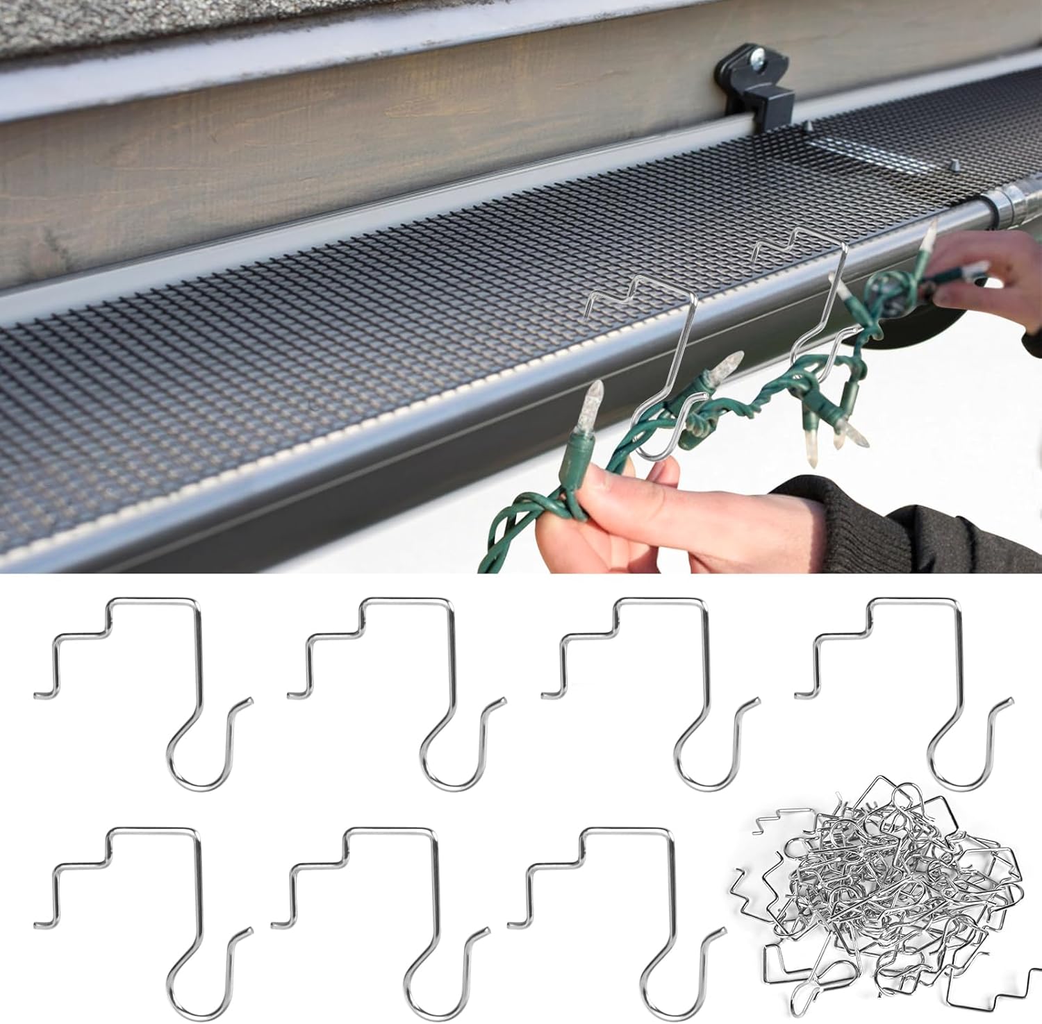Amazon.com: letesult 52PCS Gutter Light Hooks Clips, Christmas Lights ...