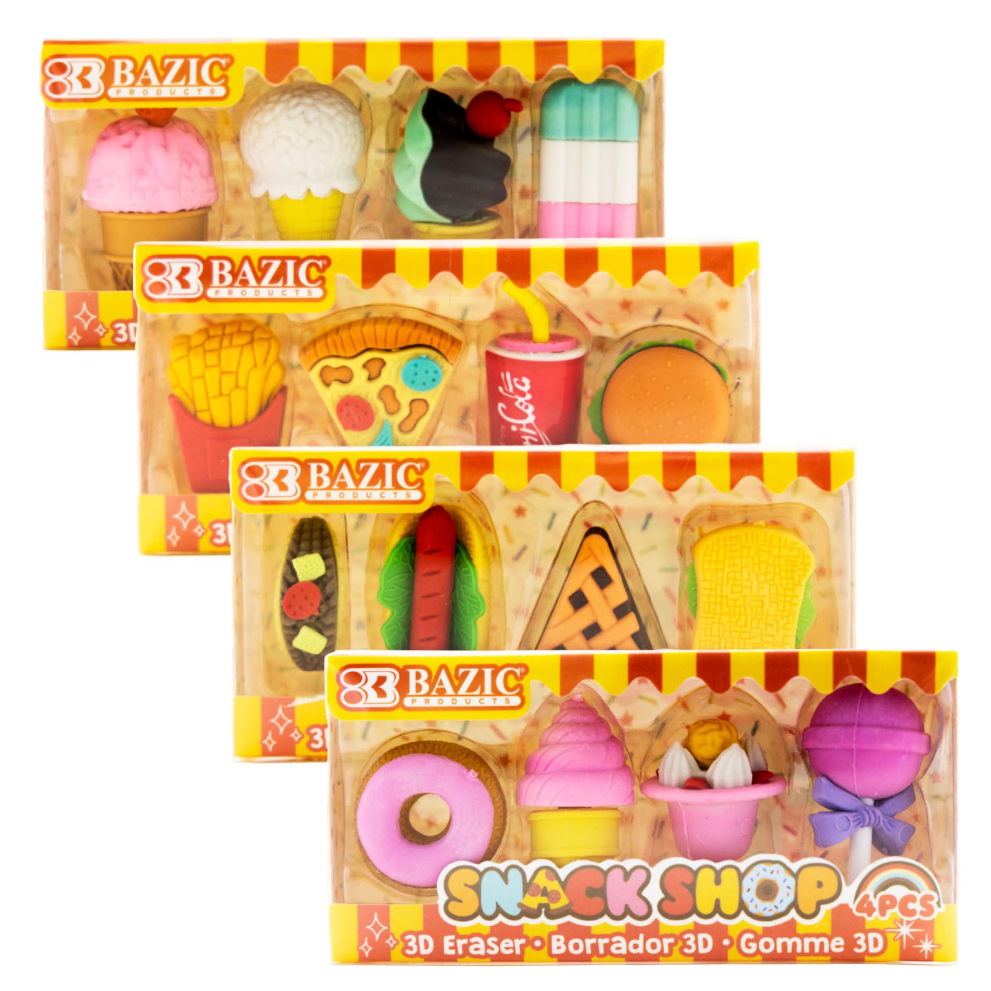 Amazon.com: BAZIC 3D Erasers, Food Pencil Erasers Mini Erasers (4/Pack ...