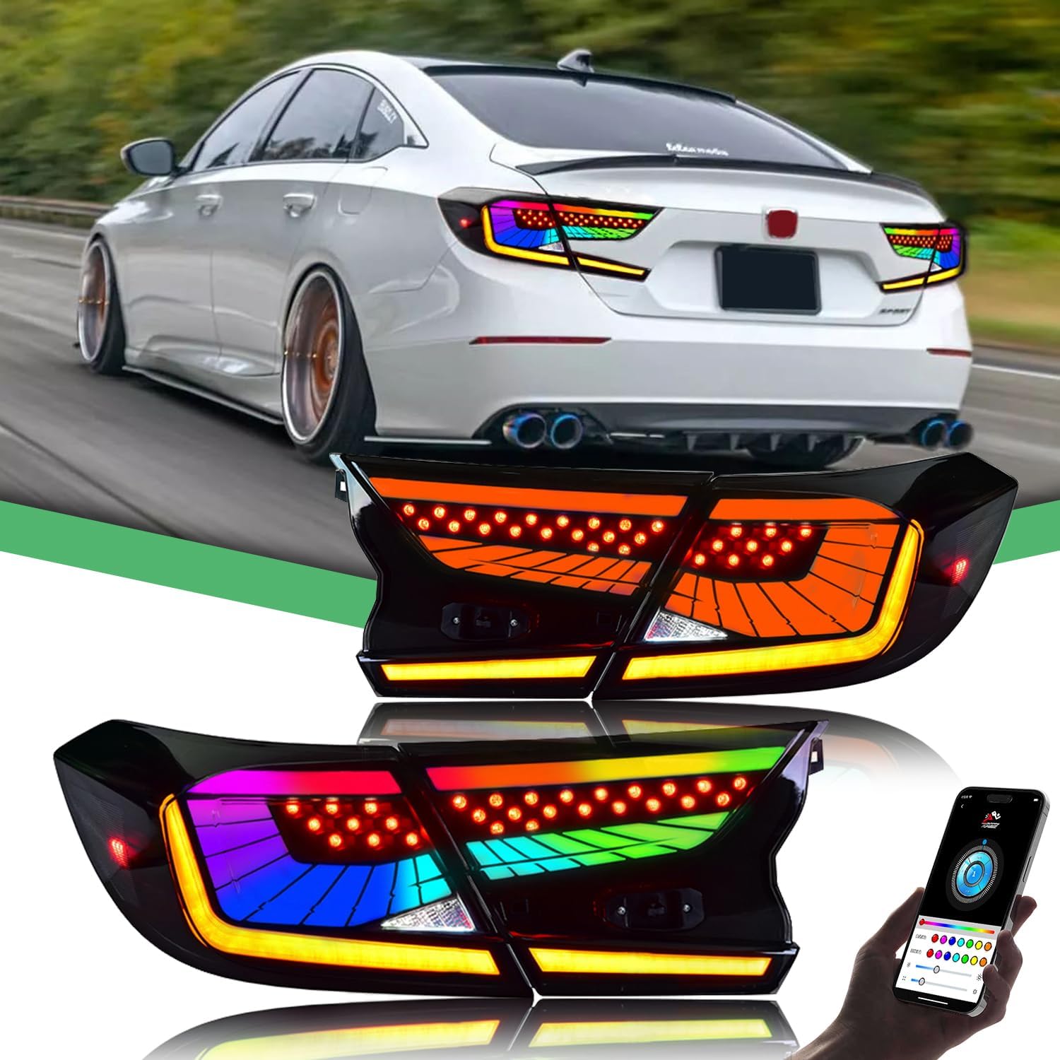 Amazon.com: letsdate RGB Tail Lights for Honda Accord 2018-2022, LED ...
