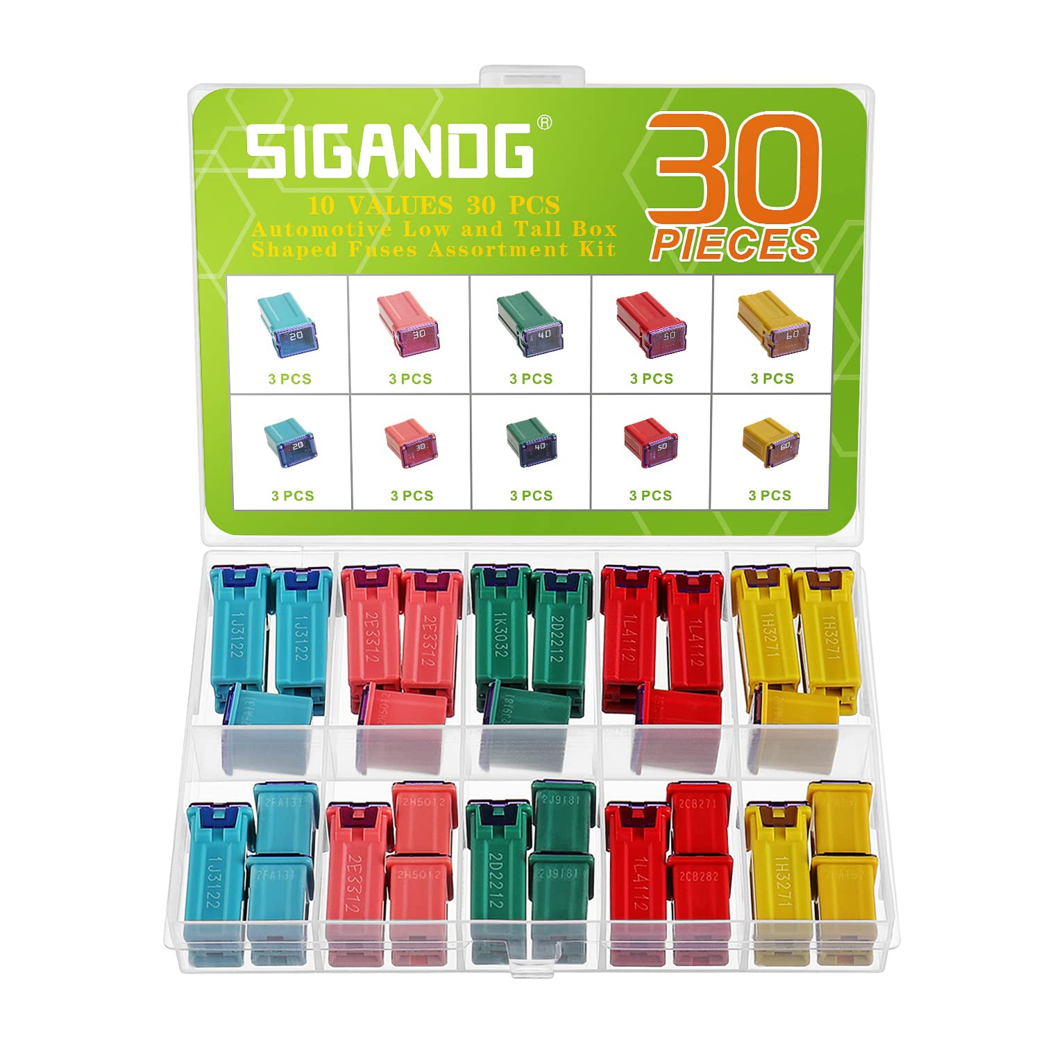 SIGANDG Jcase Fuse Assortment 20A 30A 40A 50A 60A High/STD and Low ...