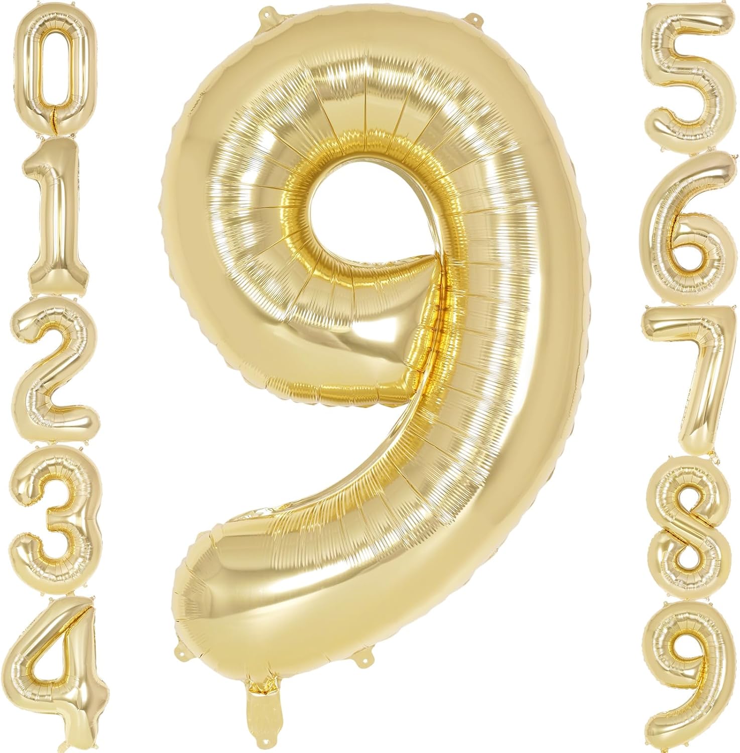 Amazon.com: Light Gold Number 9 Balloon 40 Inch, Big Large Foil Helium ...