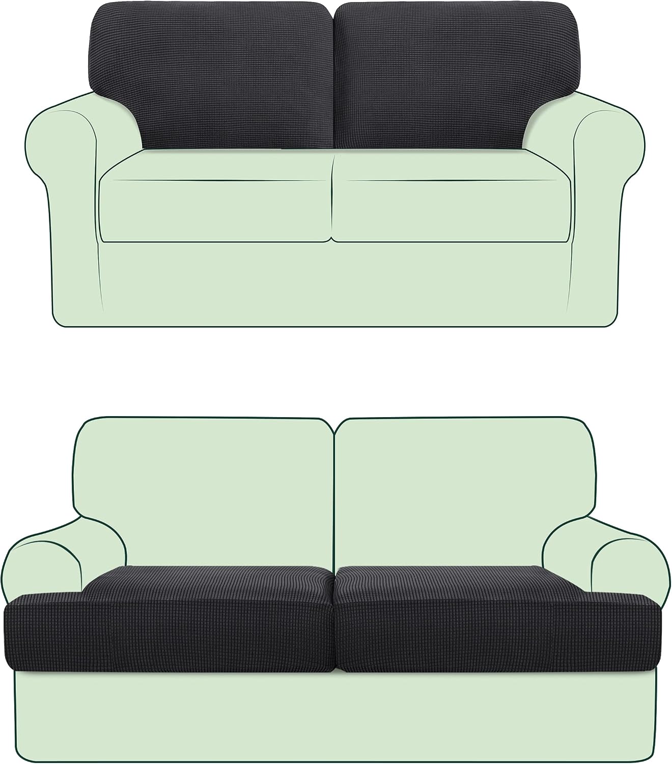 Amazon.com: CHUN YI 2 Piece Stretch Couch T Cushion Covers Or Sofa ...
