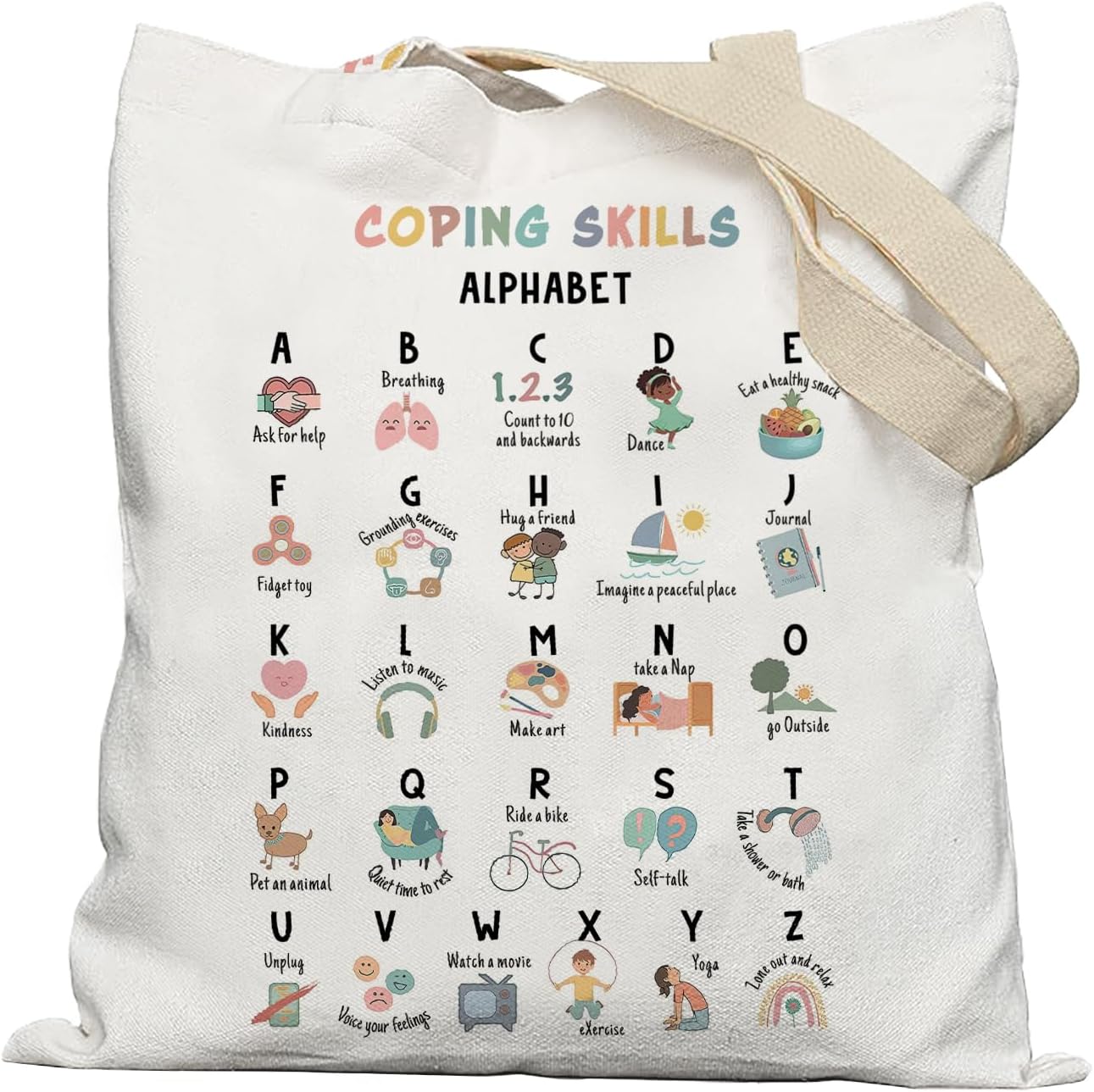 Amazon.com: Lacosu Mental Health Matters Tote Bag, Coping Skill ...