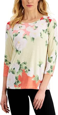 JM Collection Womens Floral Jacquard Top at Amazon Women’s Clothing store