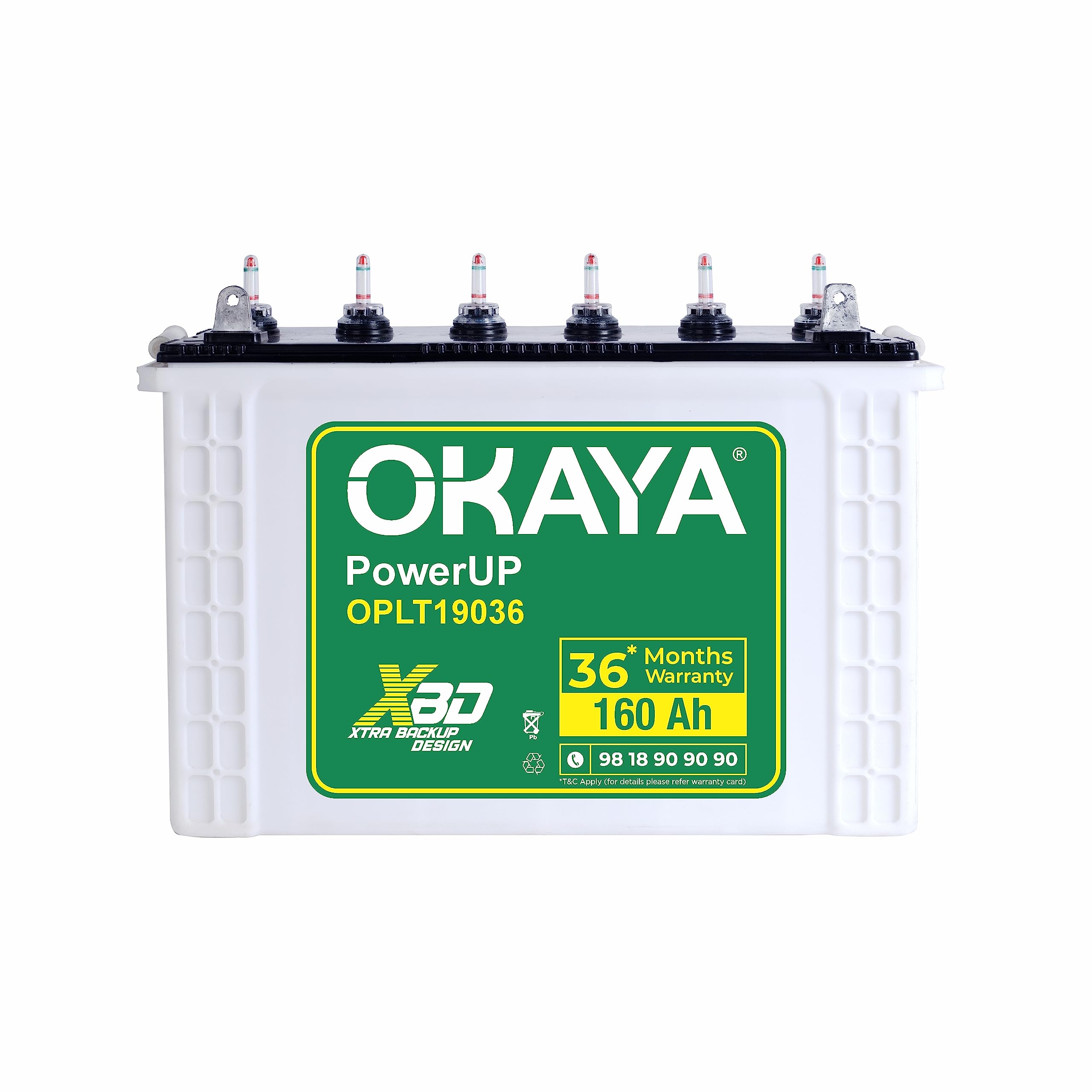 Buy OKAYA PowerUP OPLT19036 160Ah Long Tubular Inverter Battery ...