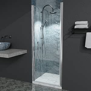 Semi-Frameless Glass Shower Doors with Aluminium Lever Handle,PVC Door Sweep,Adjustable Sliding ...
