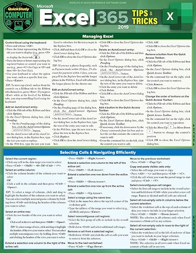 Microsoft Excel 365 Tips & Tricks - 2019: A Quickstudy Laminated Software Reference Guide: Frye ...