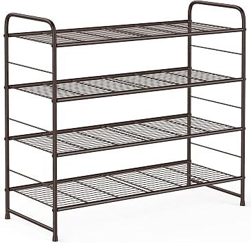Amazon.com: Auledio 4-Tier Shoe Rack,Stackable and Adjustable Multi ...