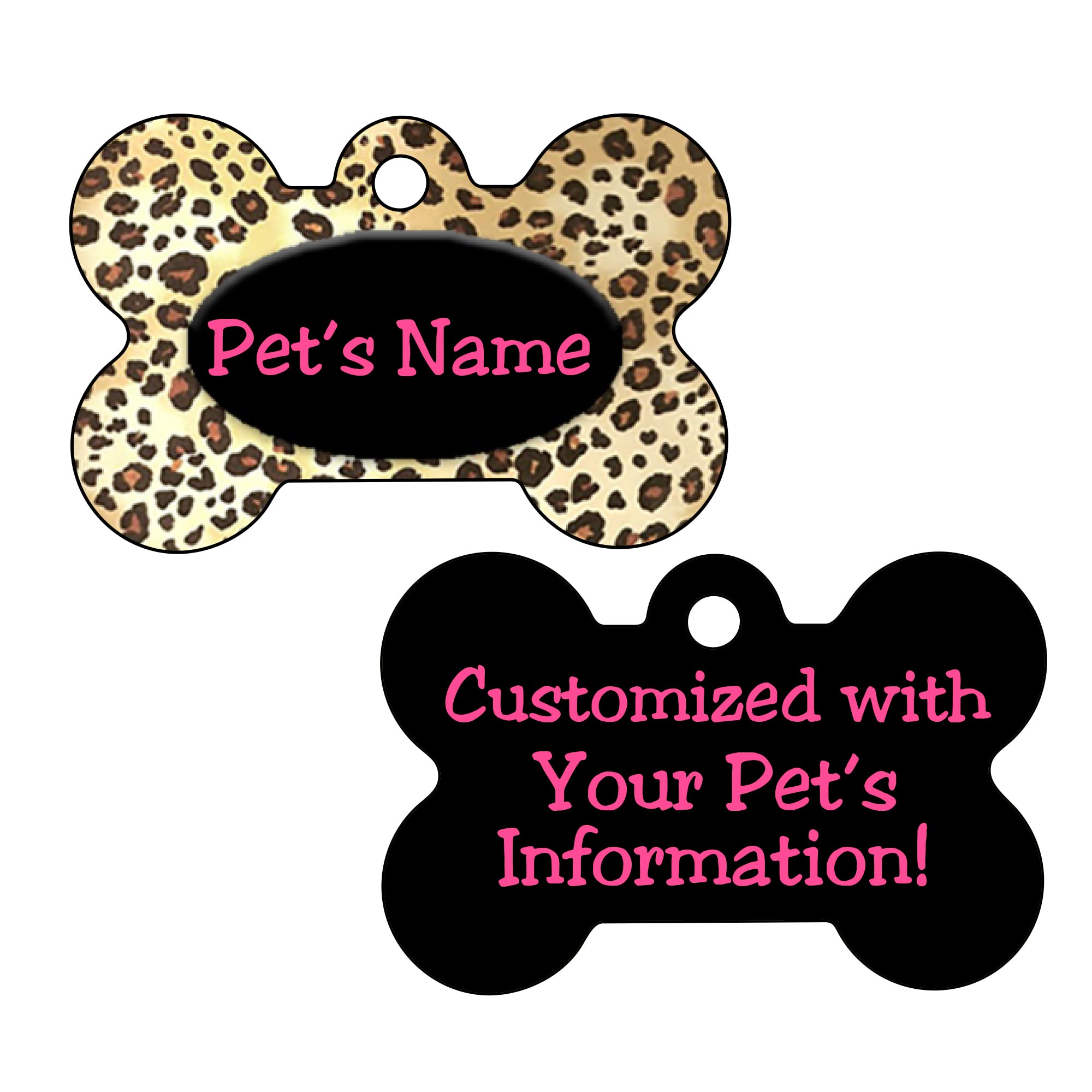 Amazon.com : Double Sided Leopard Print Pet Id Dog Tags Personalized ...