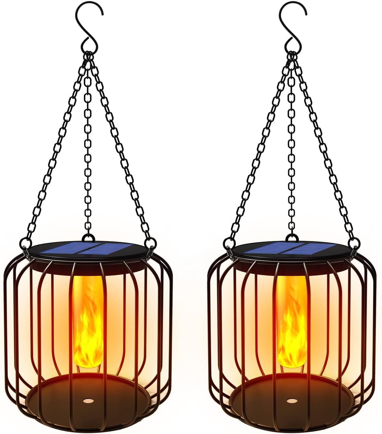 Amazon.com: Outdoor Hanging Solar Lantern , Metal Solar Flame Lights ...