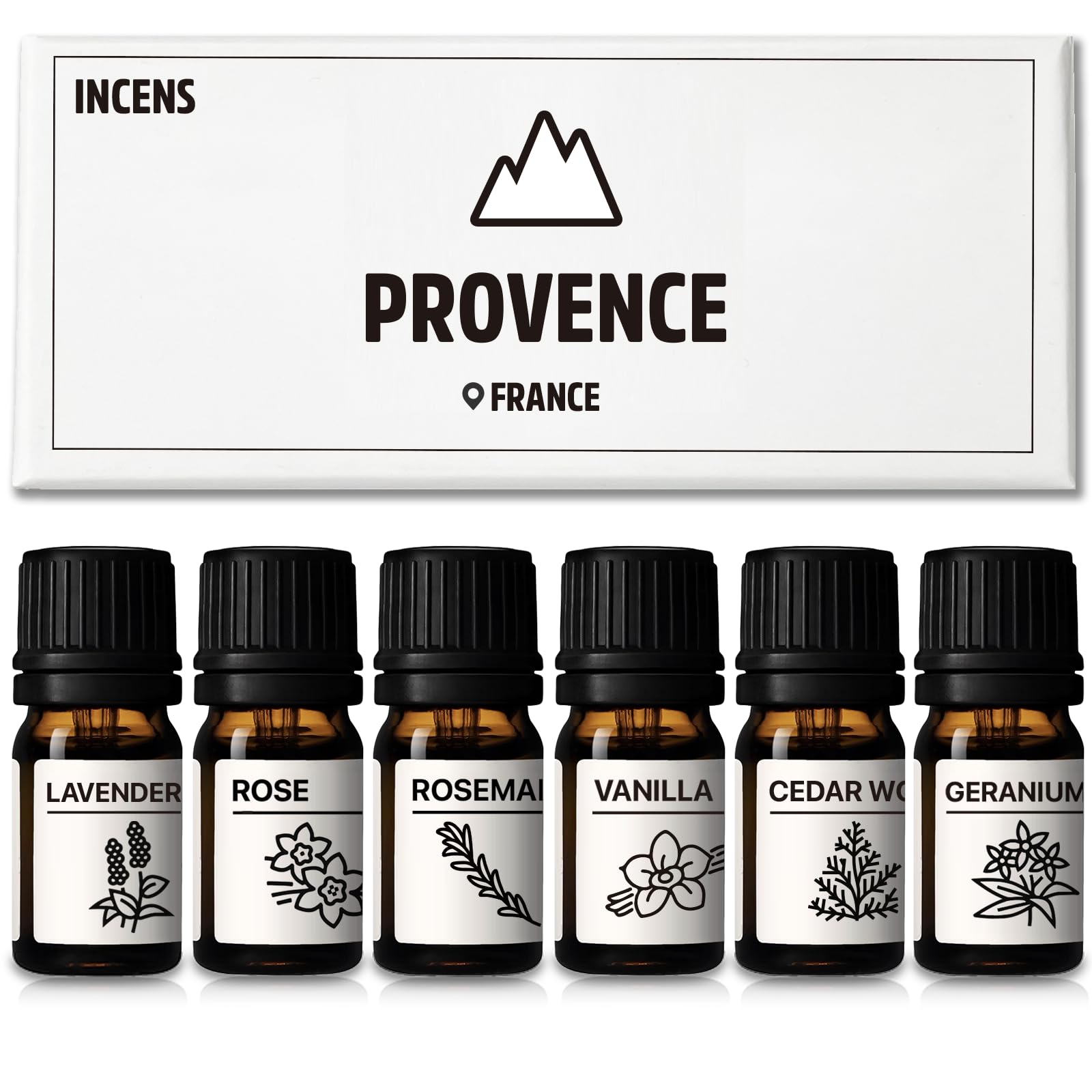 Amazon.com: INCENS Essential Oils Set Provence Series Set of 6 100% ...