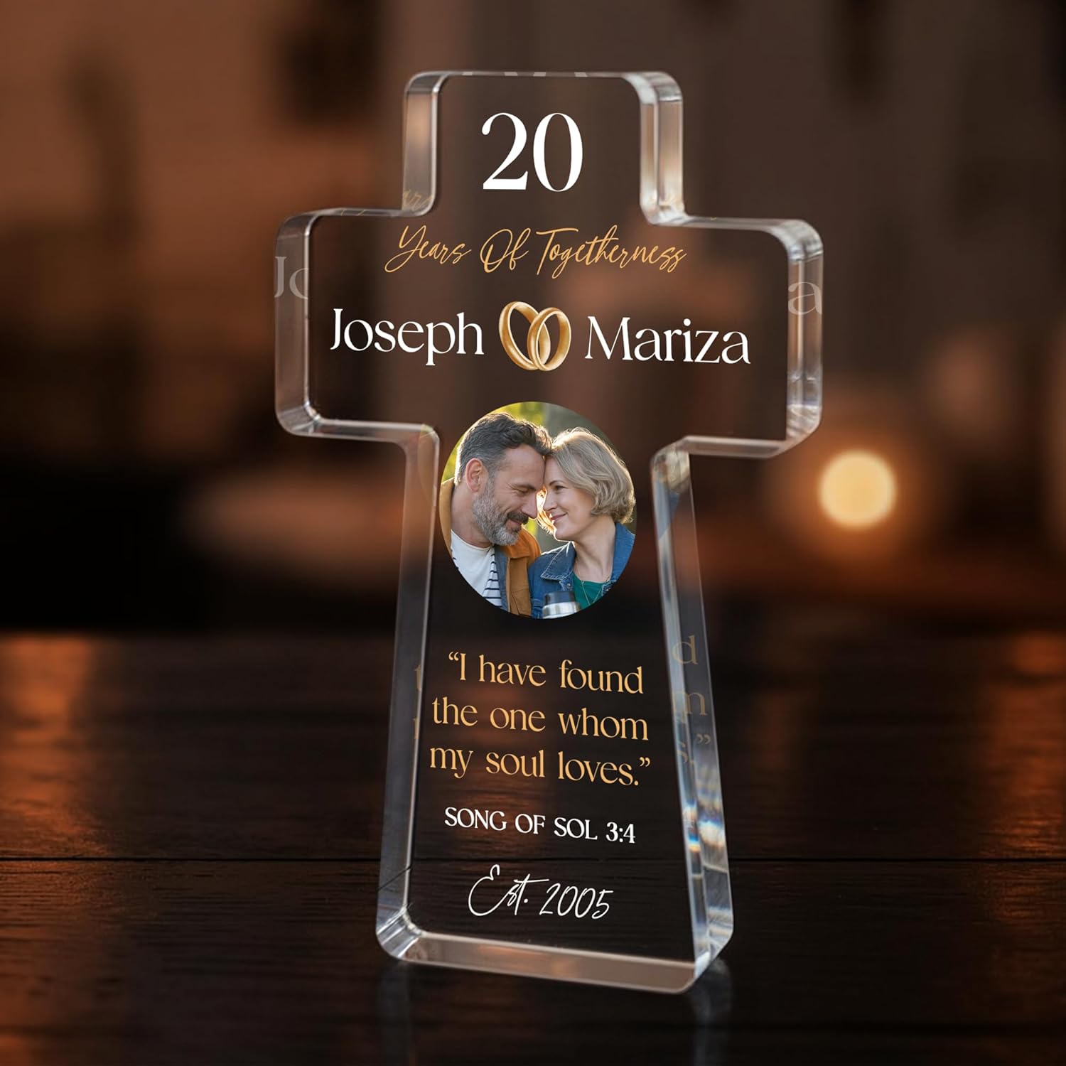 Amazon.com: 6" Personalized Crystal Cross for Wedding Anniversary ...