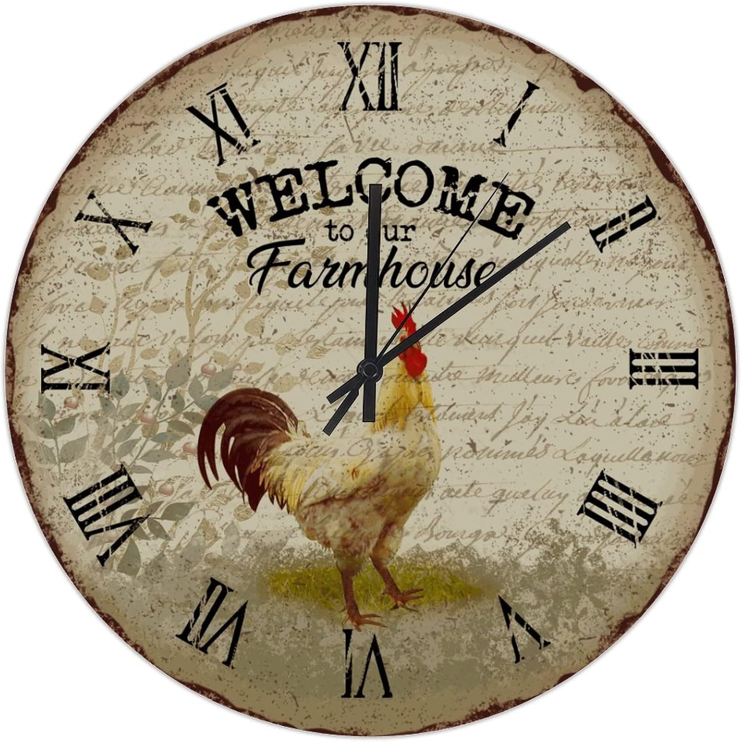 Amazon.com: 15 Inch Rustic Farmhouse Wood Chicken Coop Clock Welcome to ...
