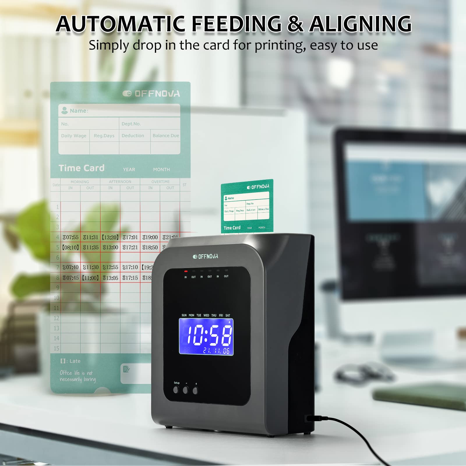 Snapklik.com : OFFNOVA Thermal Time Clock For Employees Small Business ...