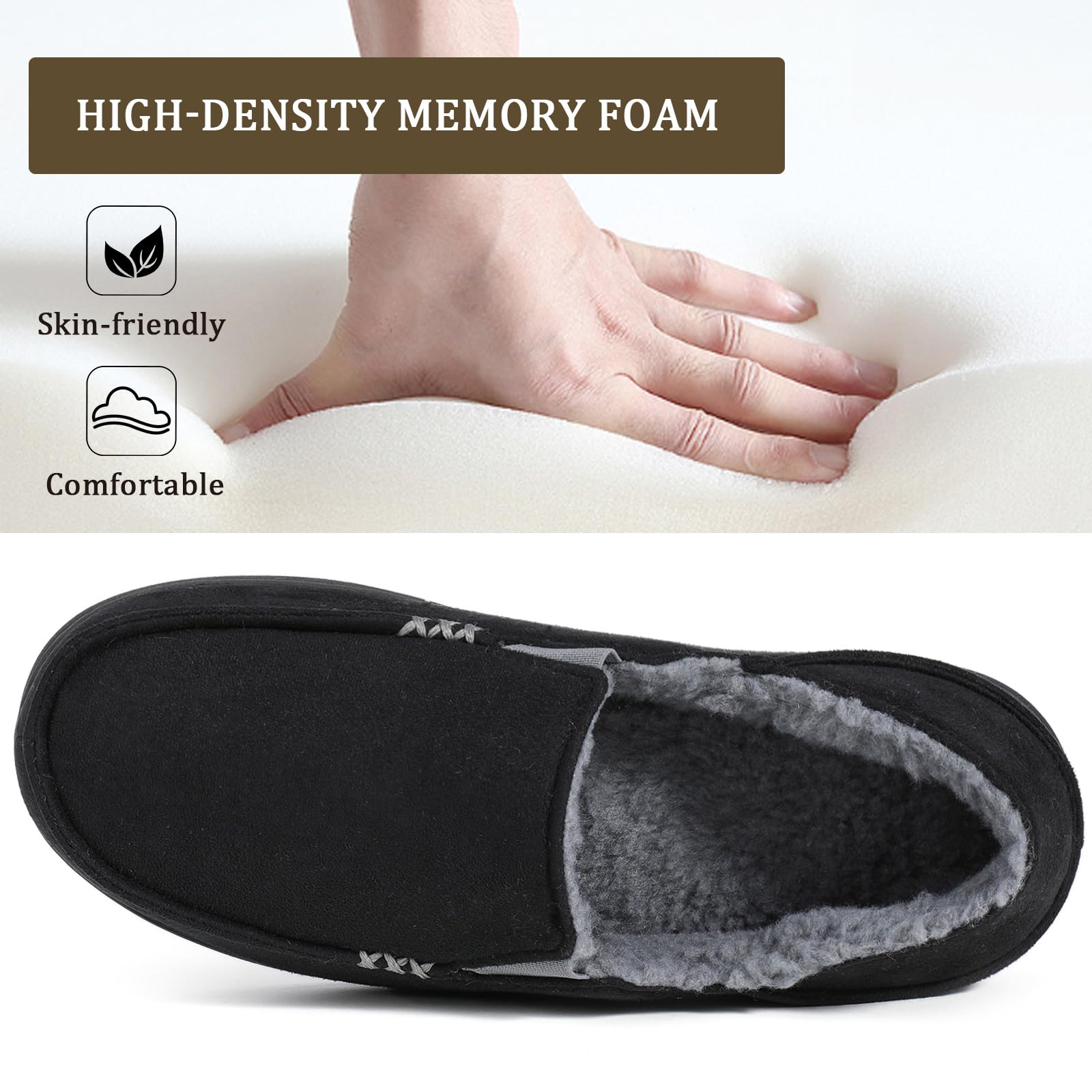 Snapklik.com : Zizor Mens High Density Memory Foam Comfort Mocc Slippers
