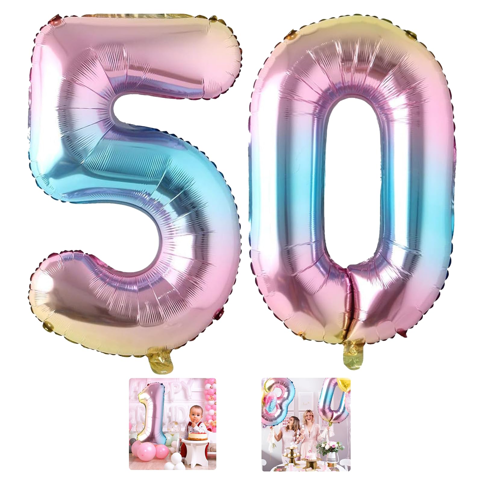 Amazon.com: 50 Number Balloon Rainbow 40 inch Big Foil Mylar 50th ...
