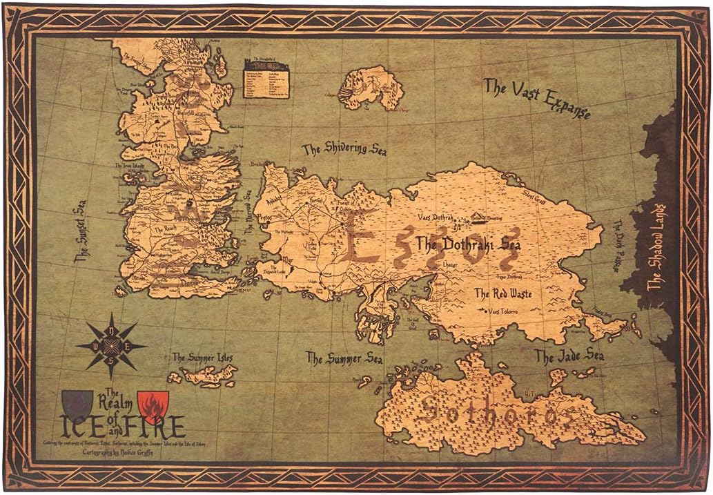 GoT Poster Set of 3 with World Map Westeros Family Tree – BigaMart